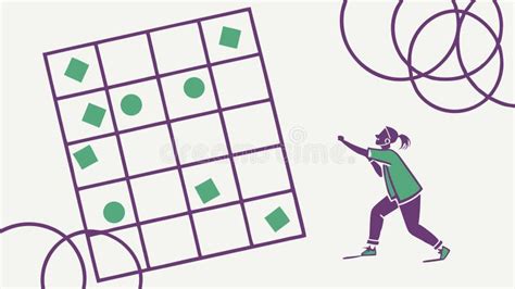 Illustration Of Person Interacting With A Geometric Grid And Shapes Vector Design Generative Ai