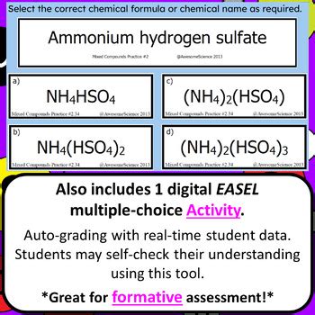 Chemical Nomenclature Mixed Ionic Polyatomic Covalent Compounds Practice 2