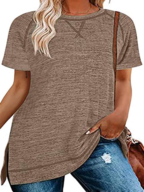 Lanremon Summer Short Sleeve T Shirts For Women Plus Size Tee Casual