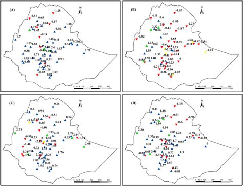 Spatial Distribution Of Rainfall Trends Over Ethiopia 1986 2020 Download Scientific Diagram