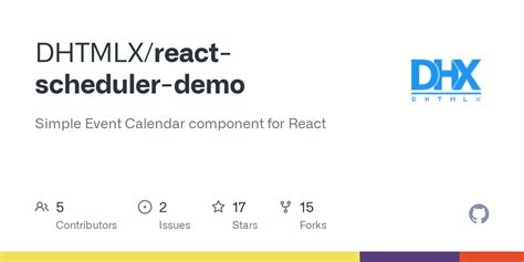 Github Dhtmlxreact Scheduler Demo Simple Event Calendar Component For React