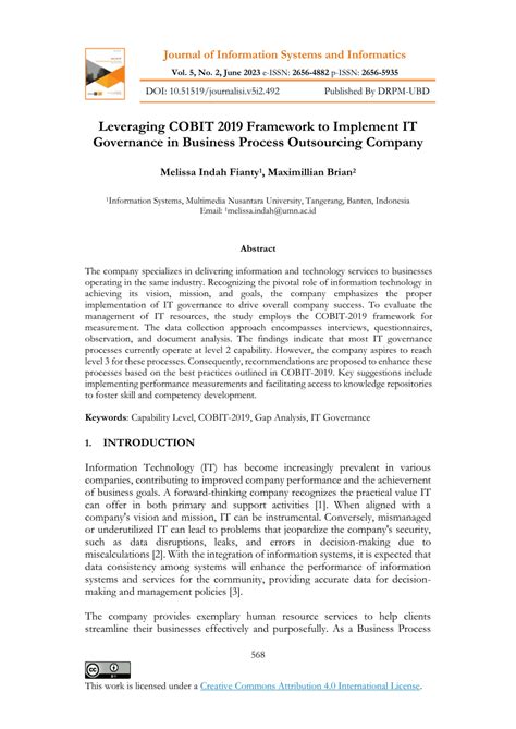 Pdf Leveraging Cobit 2019 Framework To Implement It Governance In Business Process Outsourcing