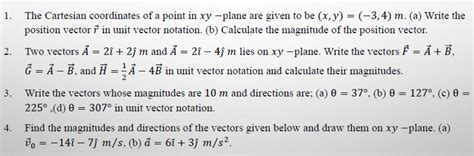Solved The Cartesian Coordinates Of A Point In Xy Chegg