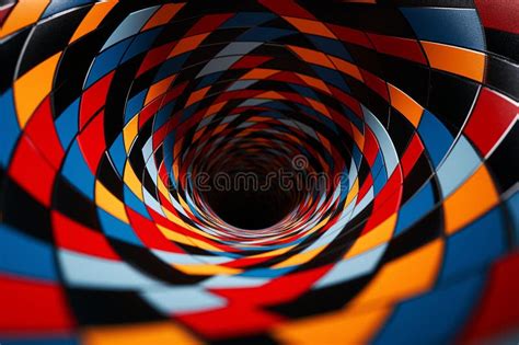Vibrant Geometric Illusion Concentric Circles On Glossy Black Stock Illustration Illustration