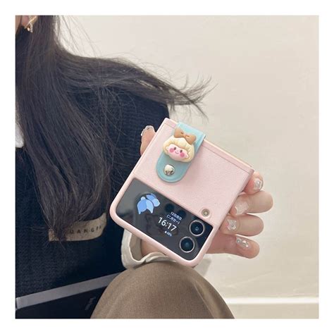Korean Cute Cartoon Girl Wrist Strap Phone Case For Samsung Galaxy Z