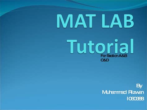 Basic Operators In Matlab Pptx