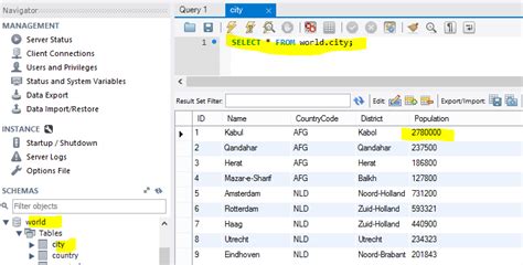 MySQL Workbench And MS Excel