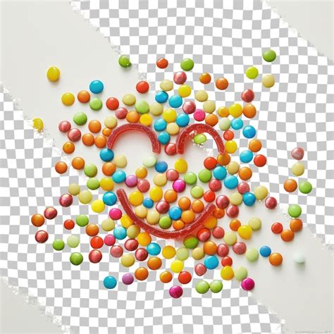 A Colorful Circle Of Candy Sits On A White Surface With A Symbol On It Premium Ai Generated Psd