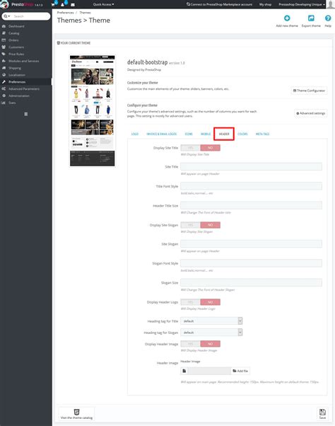 Theme Options In Prestashop Templatetoaster Web Design Software
