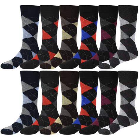 Debra Weitzner Mens Dress Socks Colorful Argyle Socks 12 Pairs Cotton