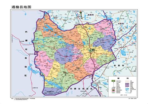 白城市通榆县地图交通河流水系卫星旅游地形政区打印高档油画布 妍希广告