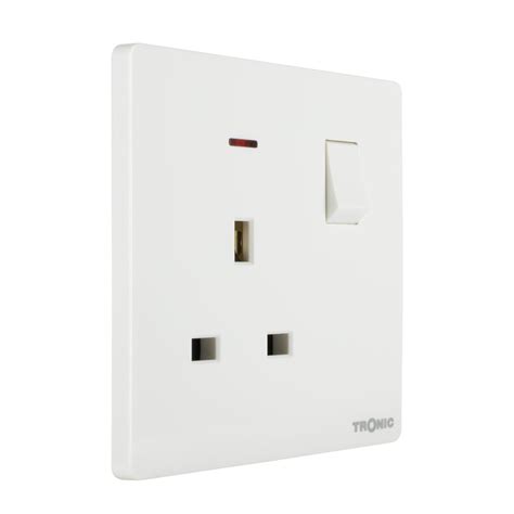Glossy White Single Switch Socket With Neon Tronic Kenya