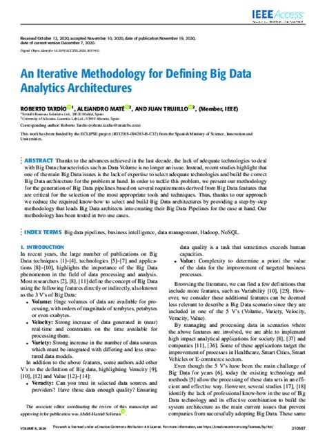 Pdf An Iterative Methodology For Defining Big Data Analytics Architectures