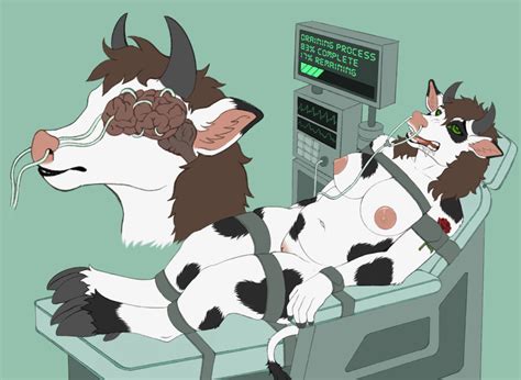 Rule 34 Anthro Bondage Bondage Bound Bovid Bovine Brain Brainwashing Cattle Devilenby Female