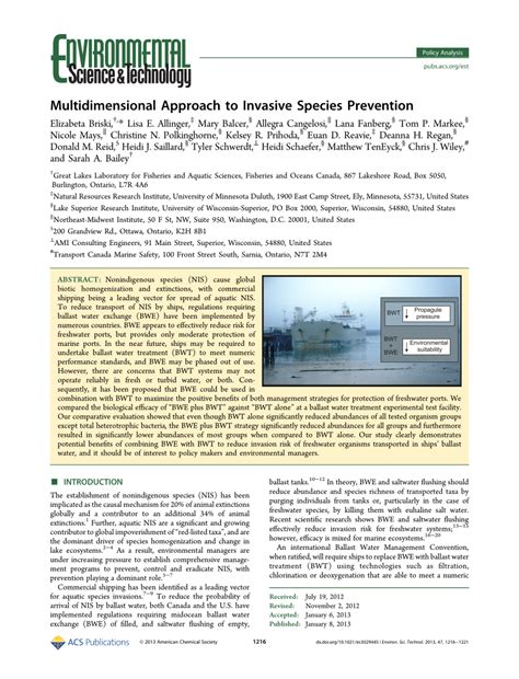 Pdf Multidimensional Approach To Invasive Species Prevention