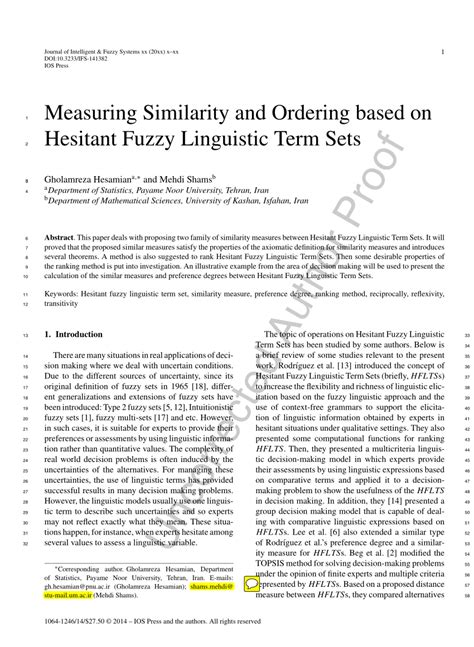 Pdf Measuring Similarity And Ordering Based On Hesitant Fuzzy Linguistic Term Sets