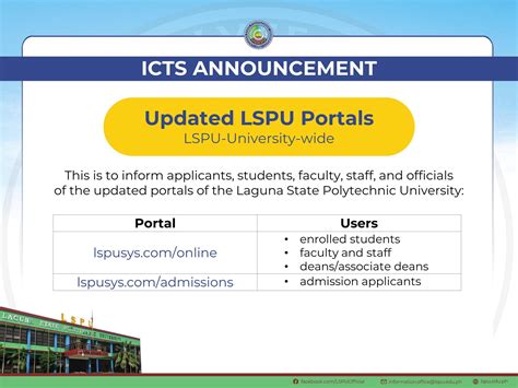 𝗜𝗖𝗧𝗦 𝗔𝗻𝗻𝗼𝘂𝗻𝗰𝗲𝗺𝗲𝗻𝘁 Laguna State Polytechnic University Facebook