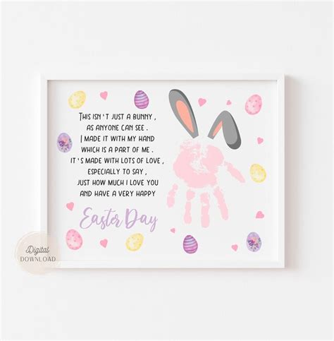 Easter Poem Handprint Art Craft Printable Template Bunny Poem Images