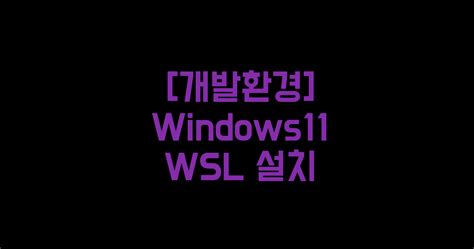 개발환경 Windows11 Wsl2 설치하기