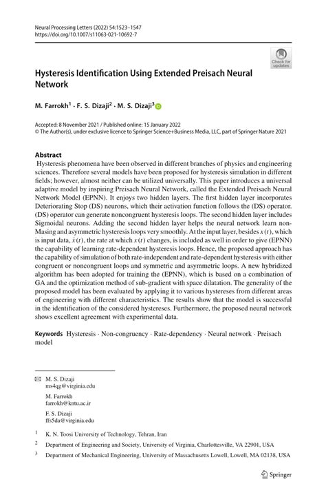 Pdf Hysteresis Identification Using Extended Preisach Neural Network