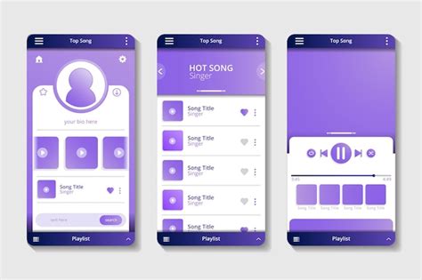 음악 플레이어 앱 인터페이스 무료 벡터