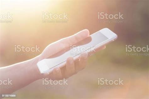 들고 또는 녹색 흐림 및 햇빛 효과에 스마트폰을 사용 하 여 여자의 손 모던 양식에 대한 스톡 사진 및 기타 이미지 모던 양식 무선 기술 밀기 Istock