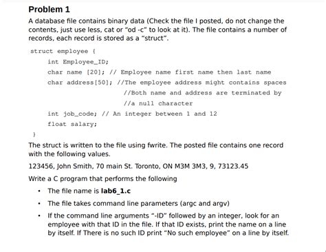 Solved Problem 1 A Database File Contains Binary Data Check