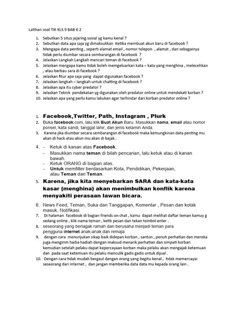 Latihan Soal Tik Kls 9 Bab 6 2 Pdf