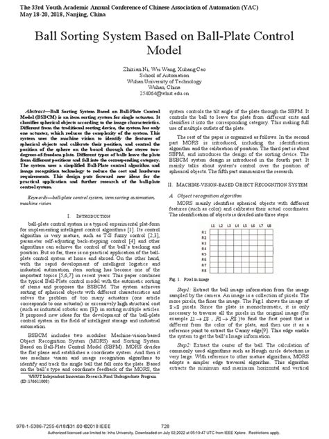 Ball Sorting System Based On Ball Plate Control Model Pdf