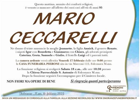Funerali E Annunci Funebri A Falconara Marittima Mario Ceccarelli