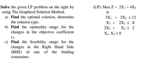 Solve The Given LP Problem On The Right By Using The Chegg