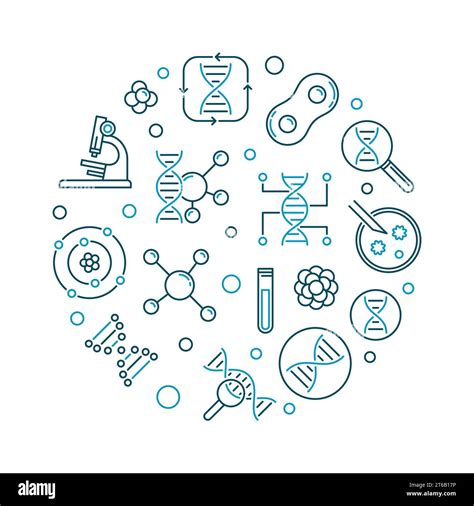 Genetic Information Vector Round Modern Concept Illustration In Thin Line Style Stock Vector