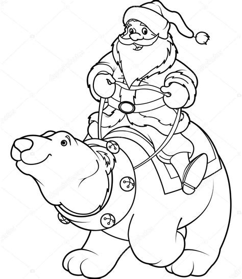 Santa Claus Cabalgando En La Página Para Colorear Oso Polar 2024