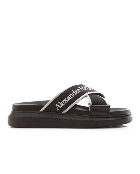 Mcqueen Logo Slides In Brown For Men Lyst