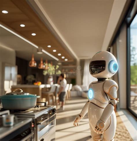 A Humanoid Robot Wearing An Apron As A Human Assistantgenerative Ai