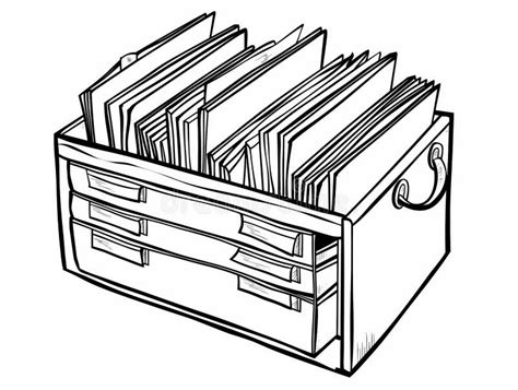 Hand Drawn File Box With Documents Stock Image Image Of Drawing