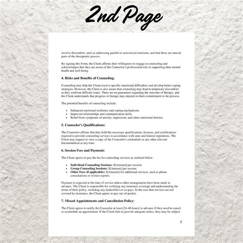 Counseling Intake Form Template Editable Client Consent Pdf Etsy
