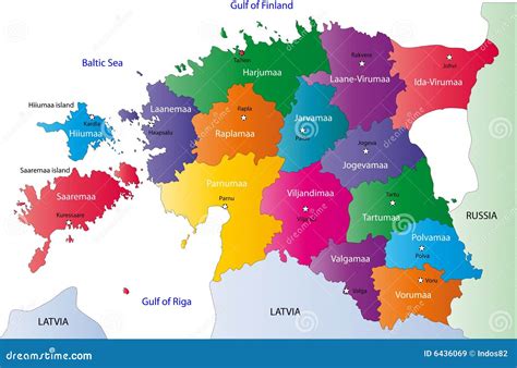 Estonia Map Stock Vector Illustration Of National Boundaries 6436069