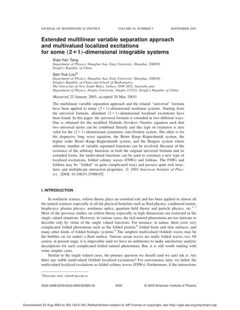 Pdf Extended Multilinear Variable Separation Approach And Multivalued Localized Excitations