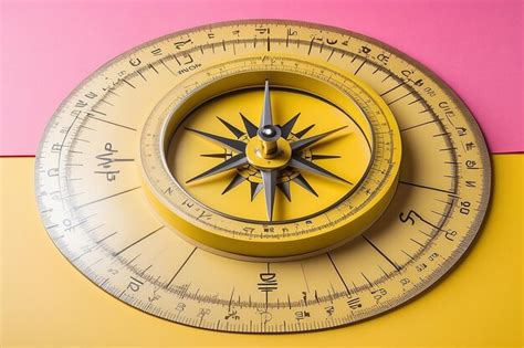 Premium Photo Pink Compass And Protractor On Bright Yellow Background