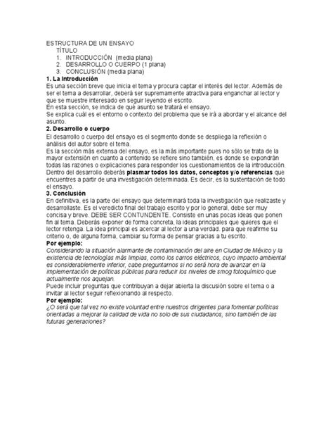 Estructura De Un Ensayo Pdf