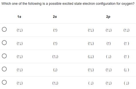 Solved Which One Of ﻿the Following Is ﻿a Possible Excited