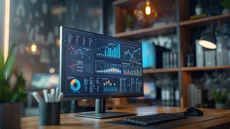 Photorealistic Image Of A Data Analysis Setup Featuring A Computer