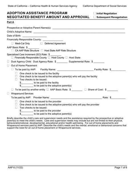 Form Aap6 Download Fillable Pdf Or Fill Online Adoption Assistance