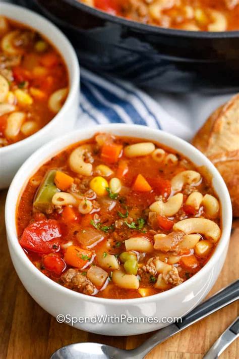 Beef And Macaroni Soup Ready In 35 Mins Spend With Pennies