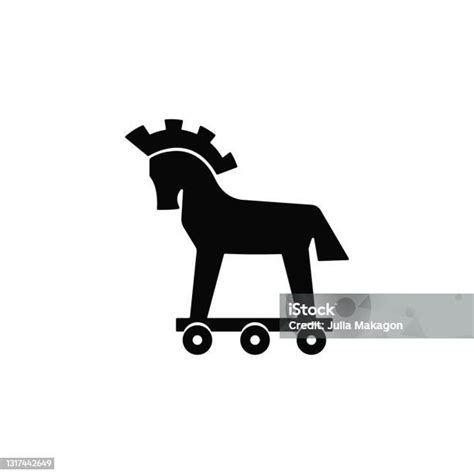 Ilustrații De Stoc Cu Pictograma Cal Troian Silueta Unui Cal Troian Simbol Al Unui Virus De