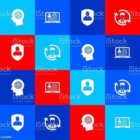 헤드 헌팅 개념 이력서가 있는 랩톱 사용자 보호 및 인적 자원 아이콘을 설정합니다 벡터 0명에 대한 스톡 벡터 아트 및 기타