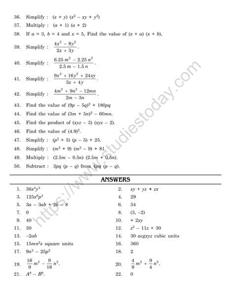 Grade 8 Math Algebraic Expressions Worksheets Worksheet 9 Algebraic