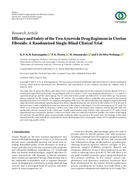Pdf Efficacy And Safety Of The Two Ayurveda Drug Regimens In Uterine