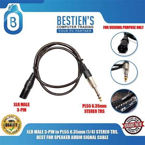 Xlr Male 3 Pin To Pl55 6 35mm 1 4 Stereo Trs Best For Speaker Audio Signal Cable Shopee